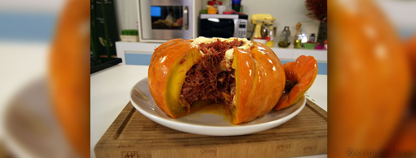 Receita de Abóbora recheada com carne seca » Receita da Hora
